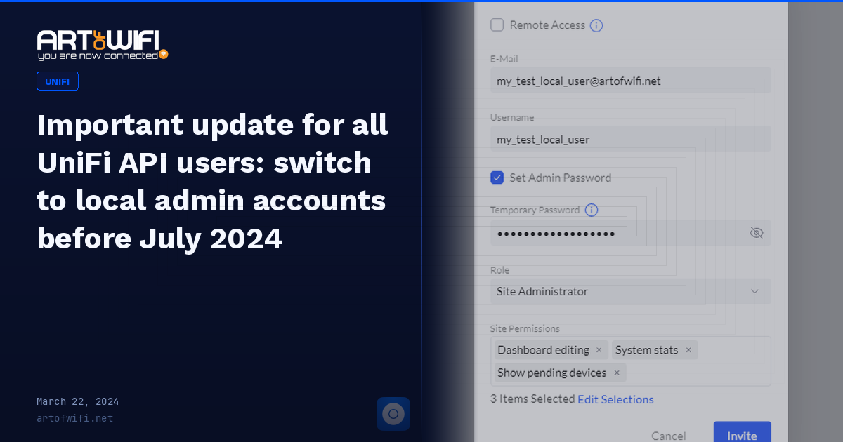 Using the UniFi API? Switch to a local admin account asap